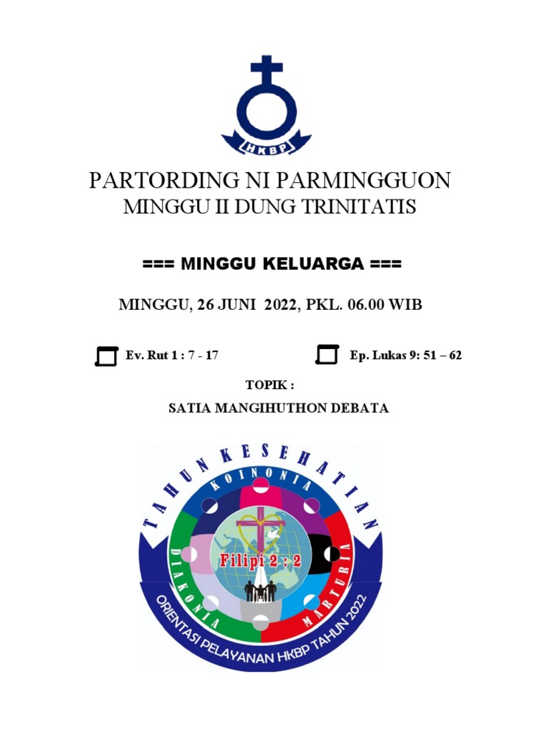 Partording Ni Parmingguon: Minggu Ii Dung Trinitatis | PDF