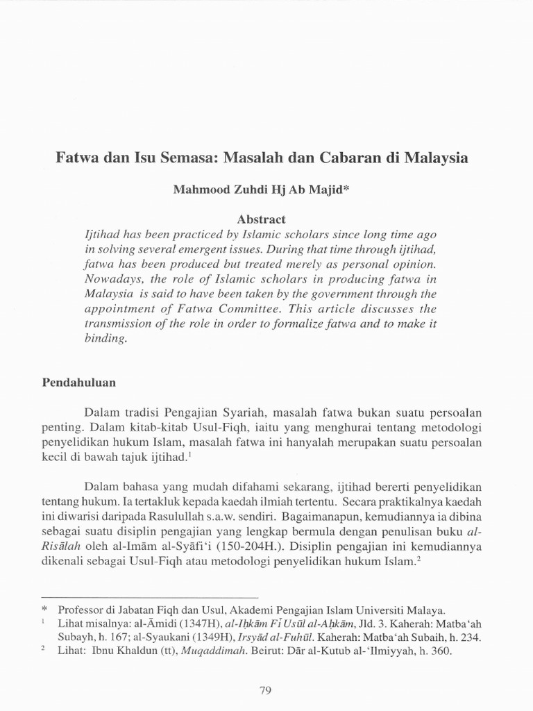 Fatwa Dan Isu Semasa (Masalah Dan Cabaran Fatwa Di Malaysia) | PDF