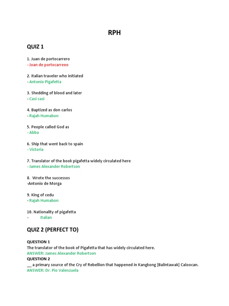 RPH_QUIZZES_2 | PDF | Philippines | Government