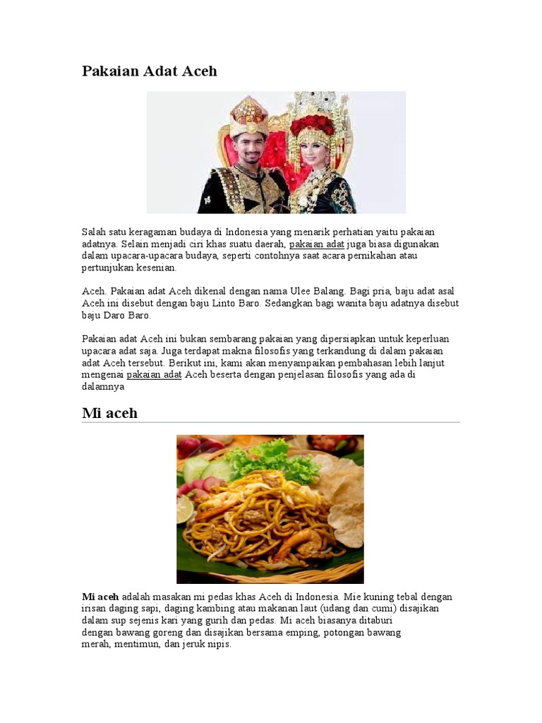 Pakaian Adat Aceh | PDF