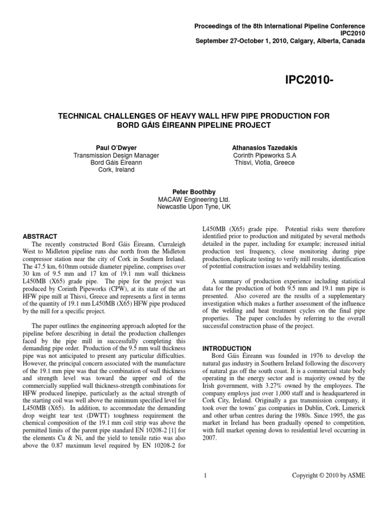 Ipc2010 31293 | PDF | Pipe (Fluid Conveyance) | Welding