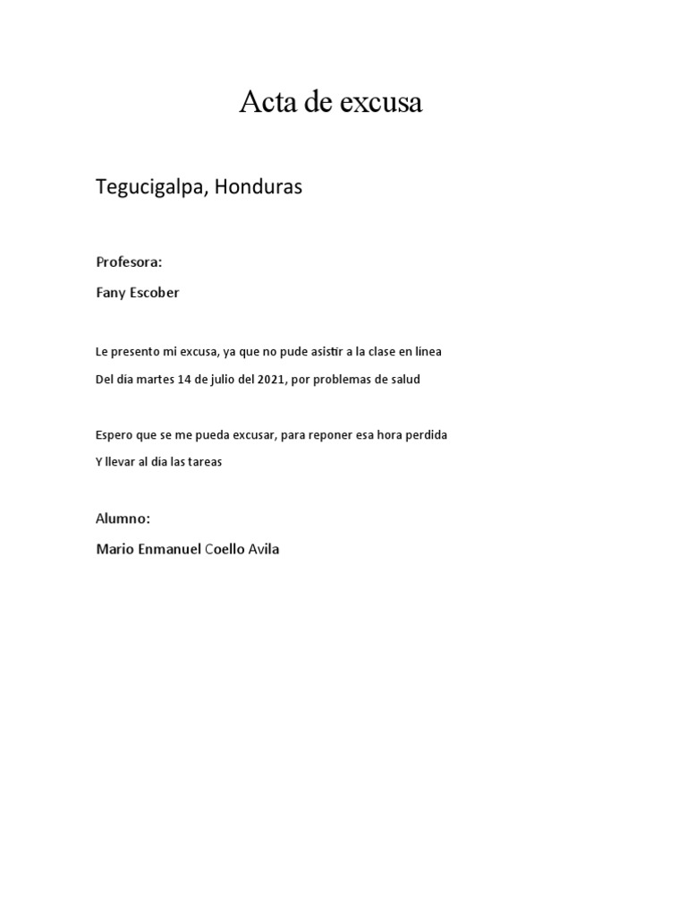 Acta de Excusa | PDF