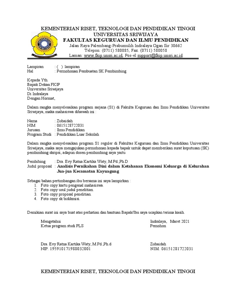 Permohonan SK Pembimbing 2 FIX | PDF