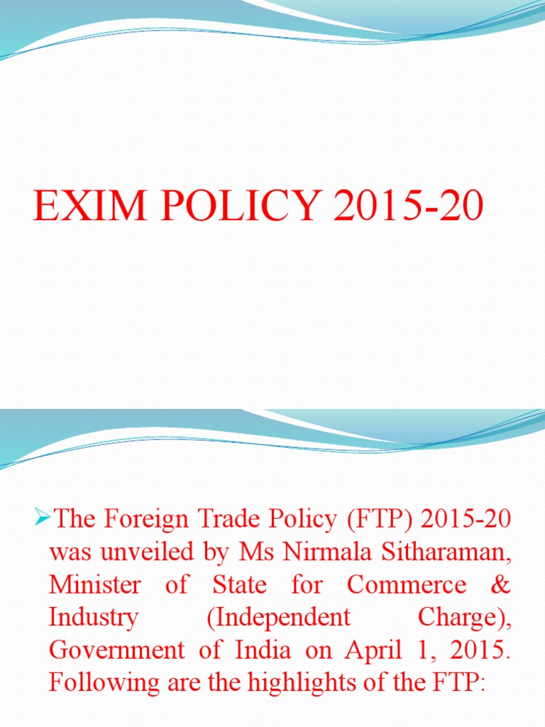 Exim Policy 2015-20 | PDF