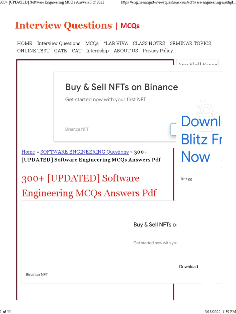 300+ (UPDATED) Software Engineering MCQs Answers PDF 2022 | PDF ...