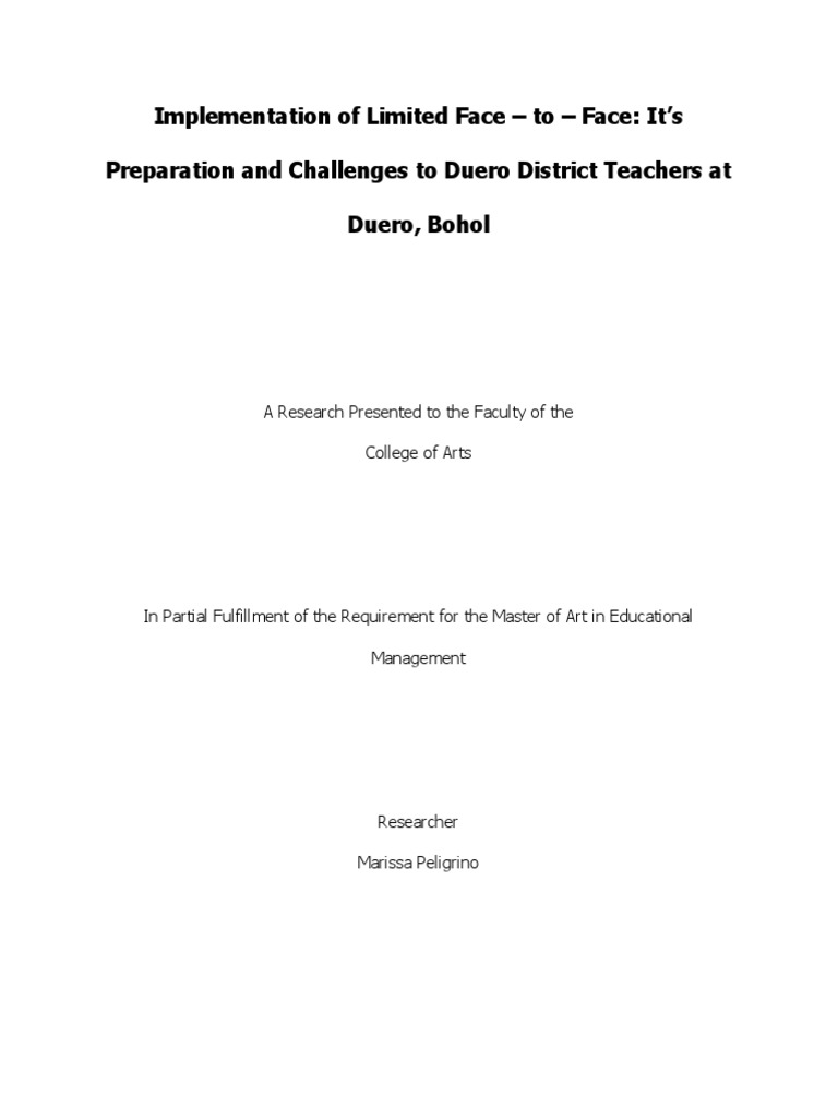 Chapter 1 - Ms. Marissa - Implementation of Limited Face-to-Face Classes | Download Free PDF ...