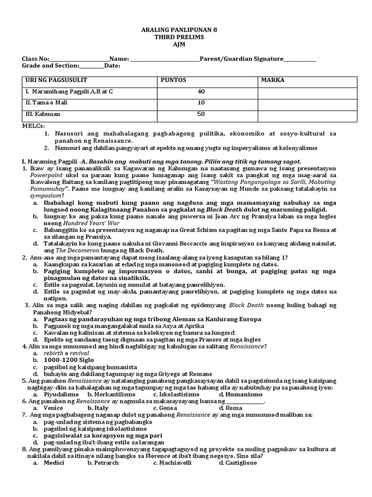 AP8 Third Prelims | PDF