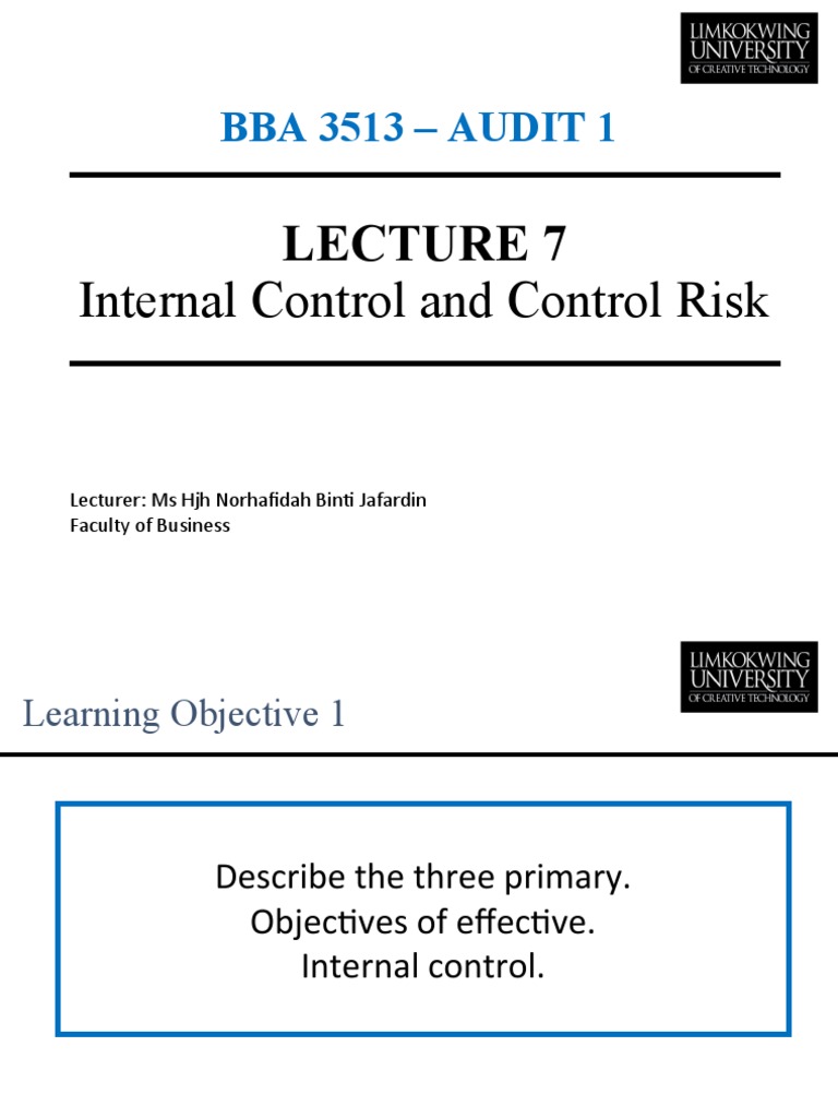 Lecture 7 - Internal Control and Control Risk | PDF | Internal Control ...