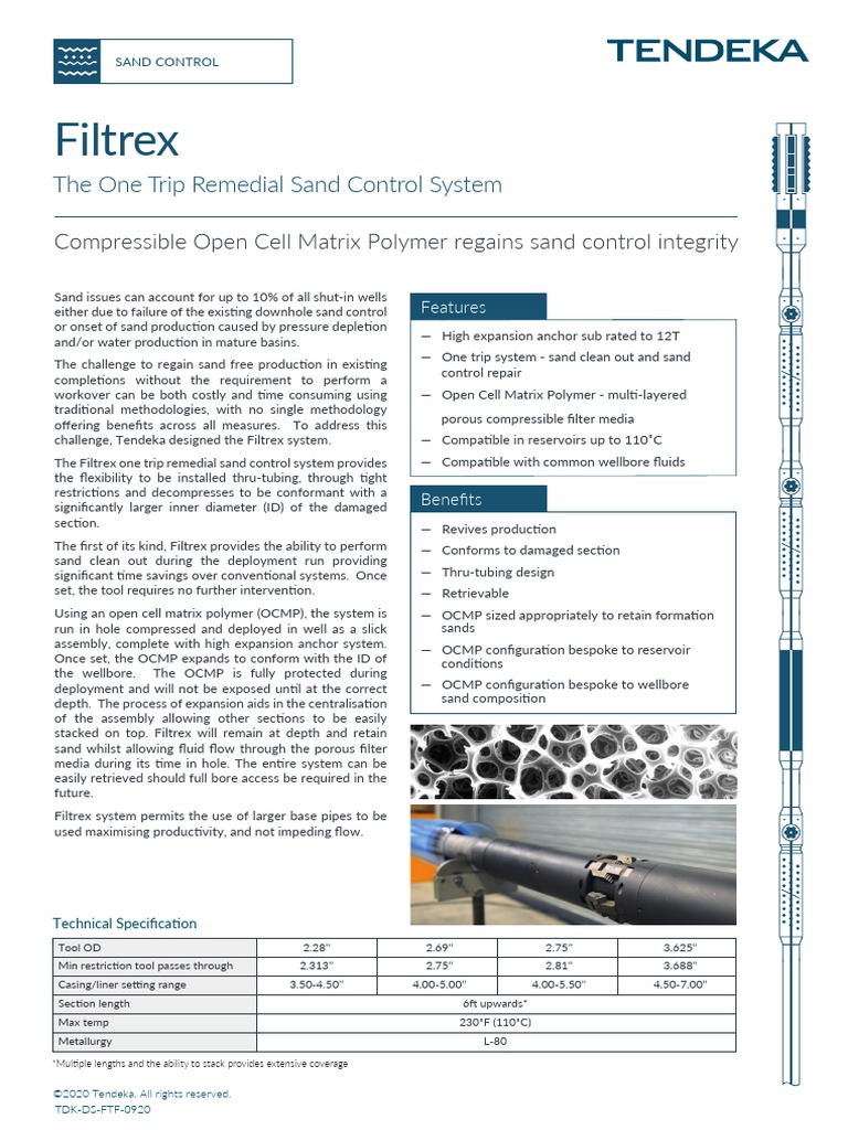 Filtrex: The One Trip Remedial Sand Control System | PDF | Mechanical ...