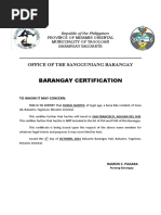 Barangay Certification-Interposing No Objection | PDF