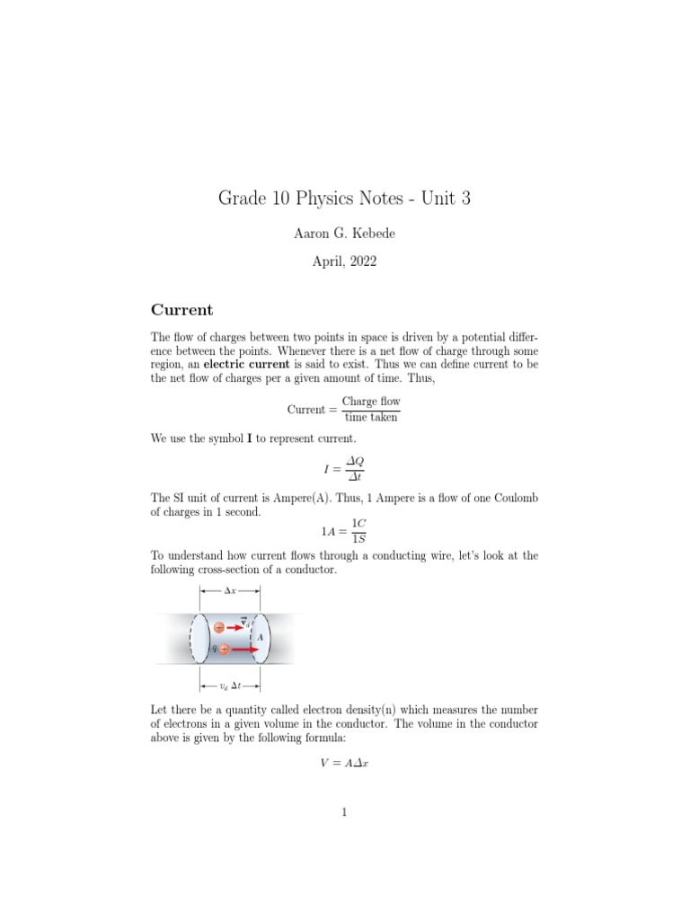 Grade 10 Physics Notes - Unit 3: Current | Download Free PDF | Series ...