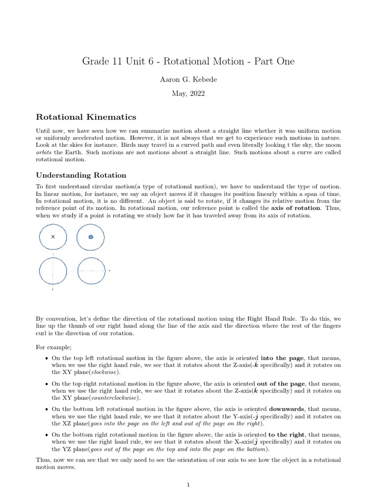 Grade 11 Unit 6 - Rotational Motion - Part One | Download Free PDF ...