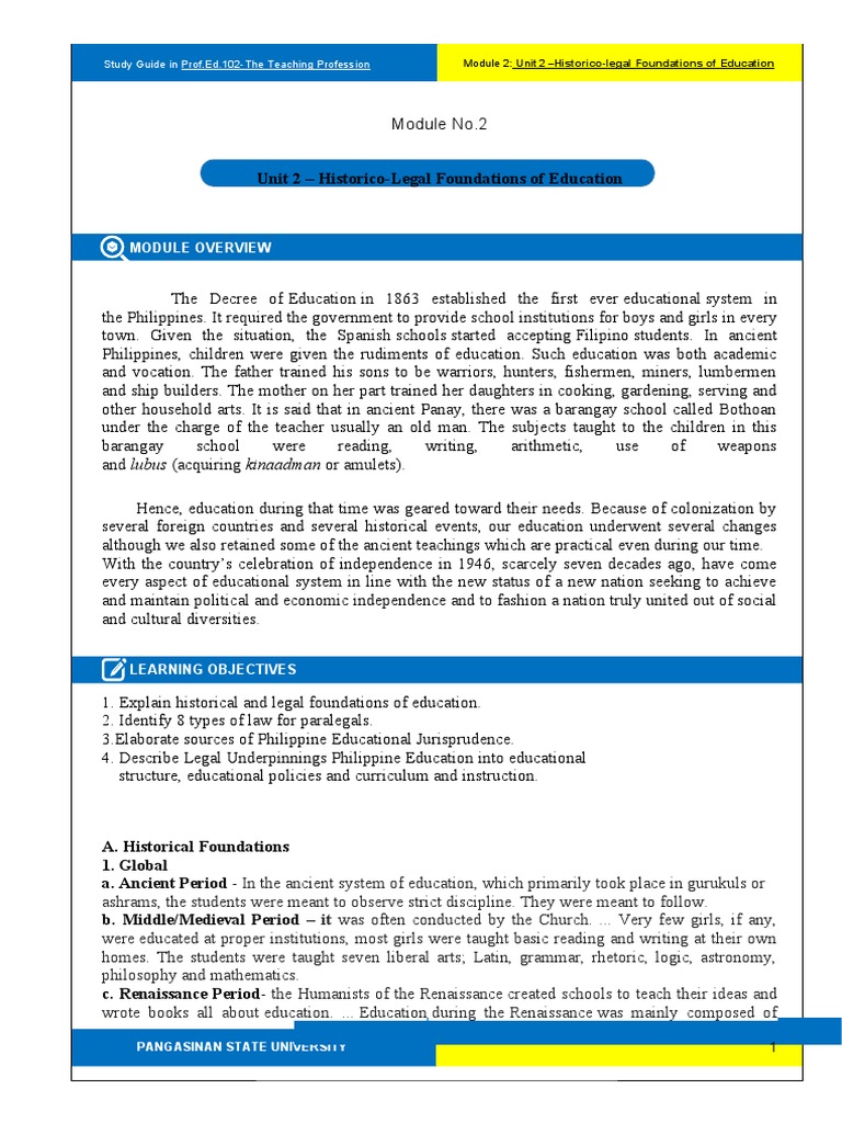 Unit 2 Historico Legal Foundations of Education | PDF | Intellectual ...