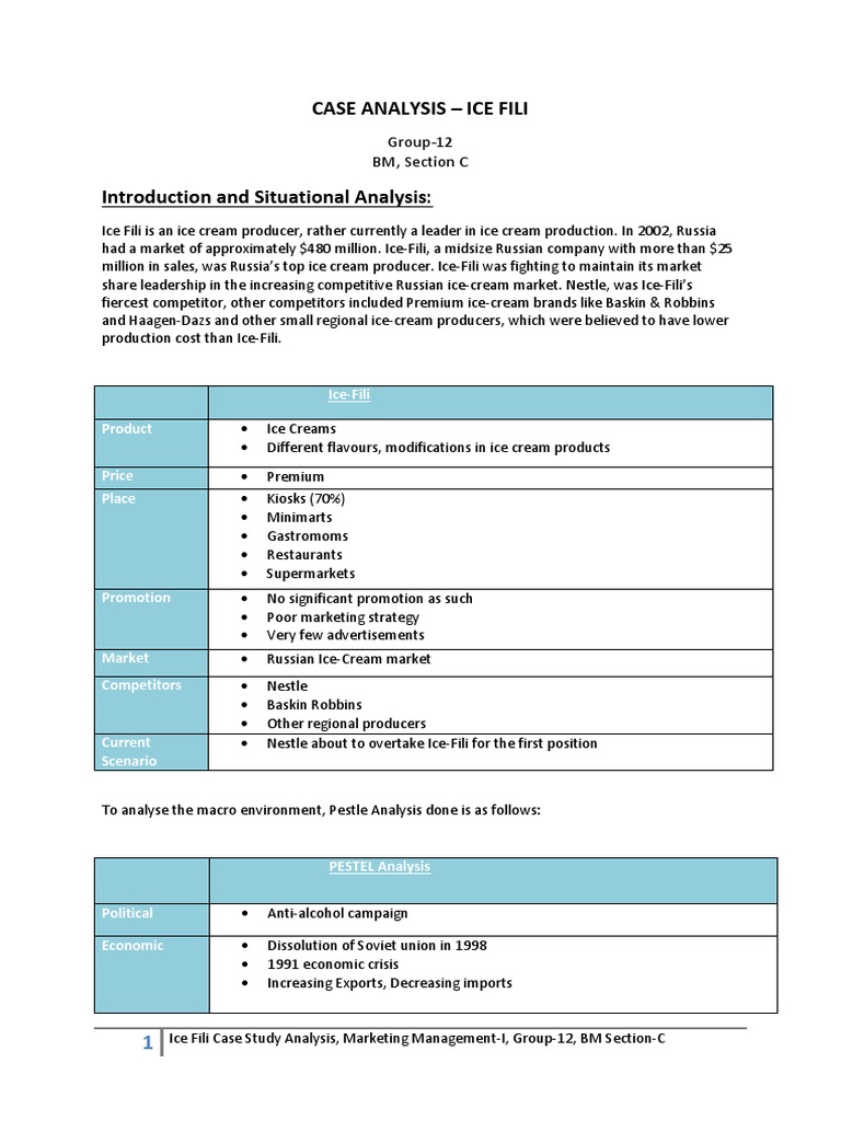 Case Analysis - Ice Fili - Group 12 - BM-C | PDF | Profit (Economics ...