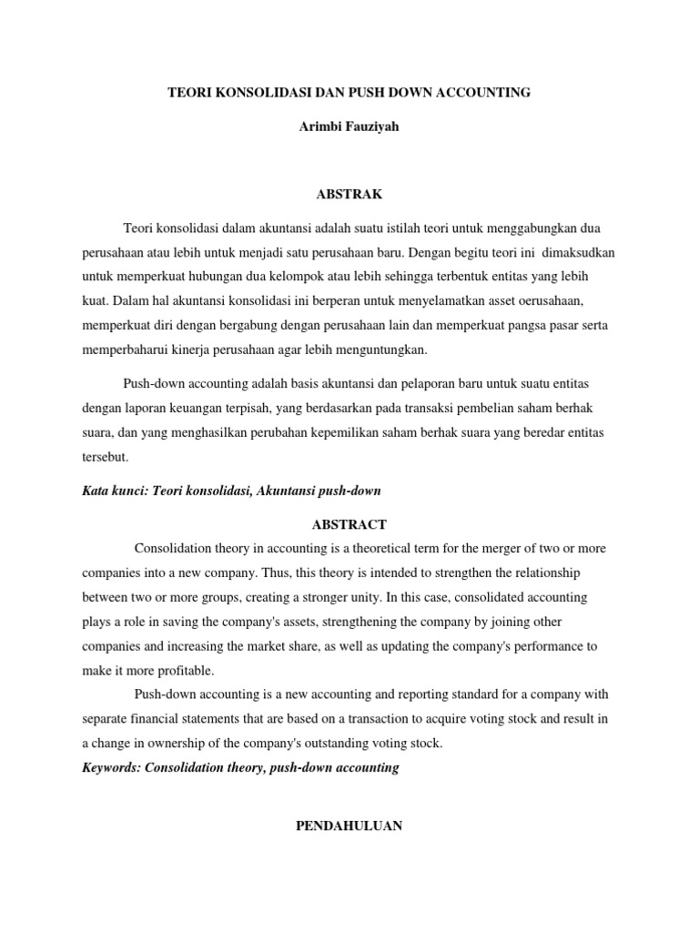 Teori Konsolidasi & Push-Down Accounting | PDF