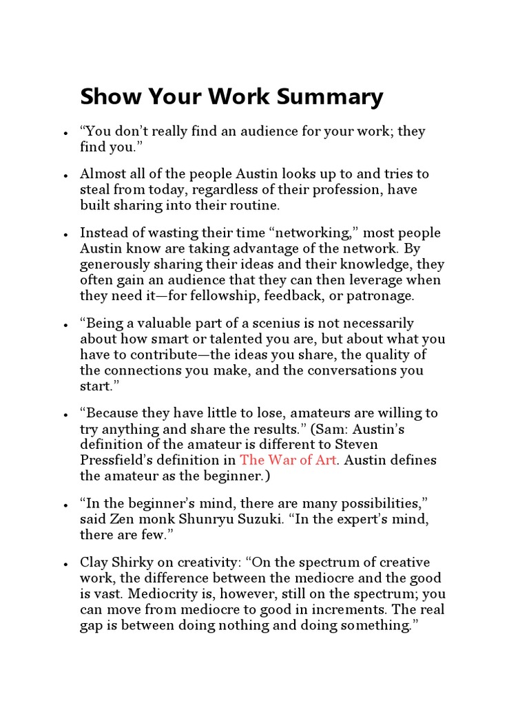 Show Your Work: Summary Insights | PDF | Storytelling