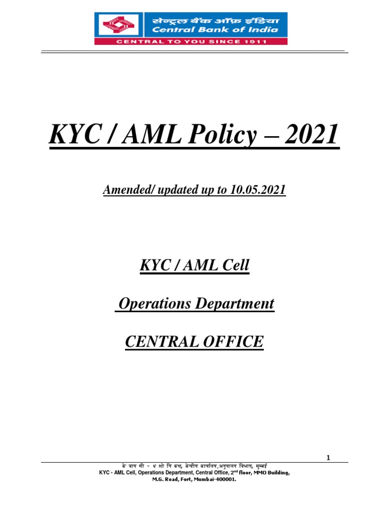 Kyc Aml Policy Revised DT 24.06.21 Updated Upto 10.05.2021 | PDF ...