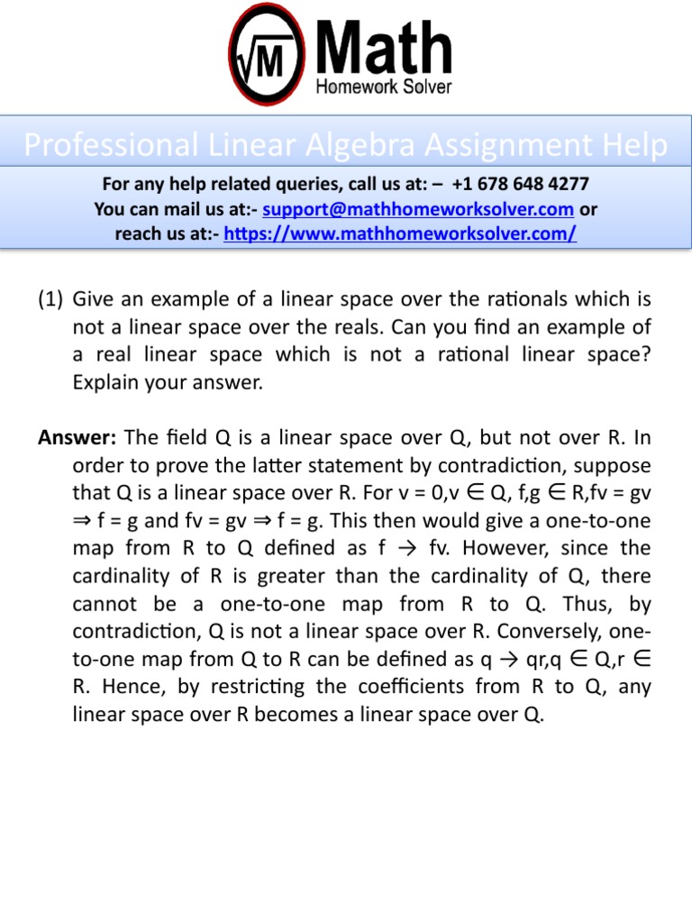 Professional Linear Algebra Assignment Help | PDF | Vector Space | Sequence