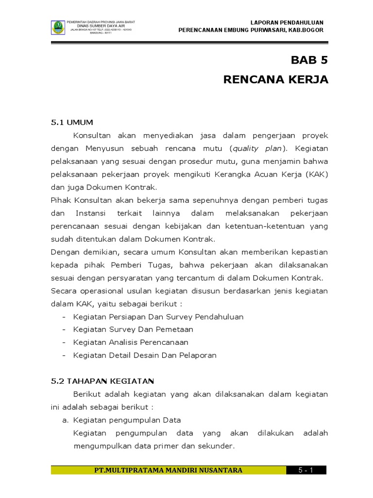 Rencana Kerja Perencanaan Embung Bogor | PDF | Pengelolaan Keuangan ...