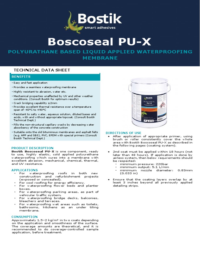 TDS Bostik BoscoSeal PU X | PDF | Concrete | Legal Liability