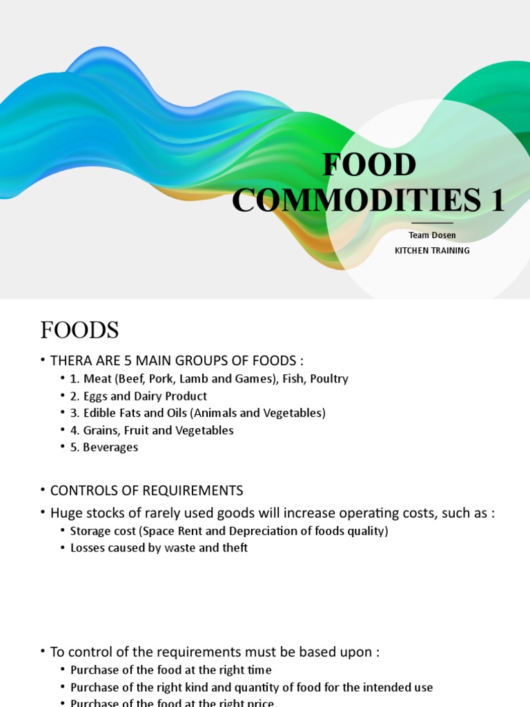 Food Commodities 1: Team Dosen Kitchen Training | PDF | Salmon | Foods