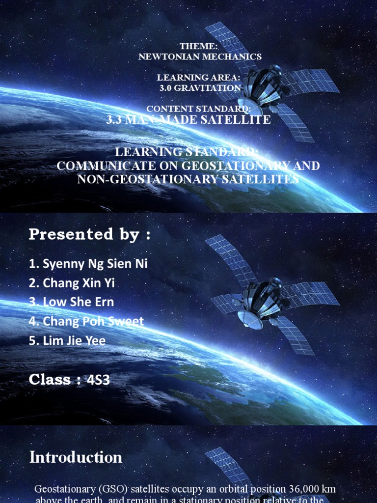 3.3 Man-Made Satellite Learning Standard: Communicate On Geostationary ...