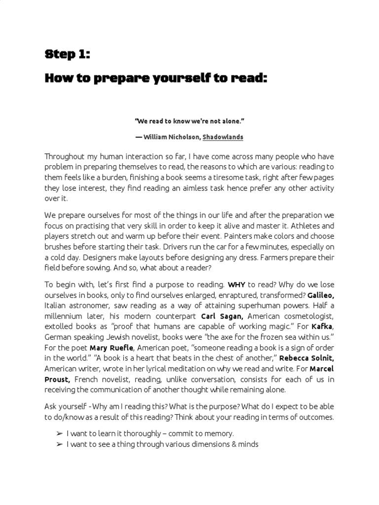 How to Prepare for Effective Reading | PDF