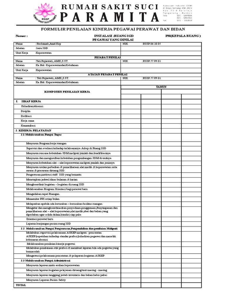 Form Penilaian Perawat Igd | PDF