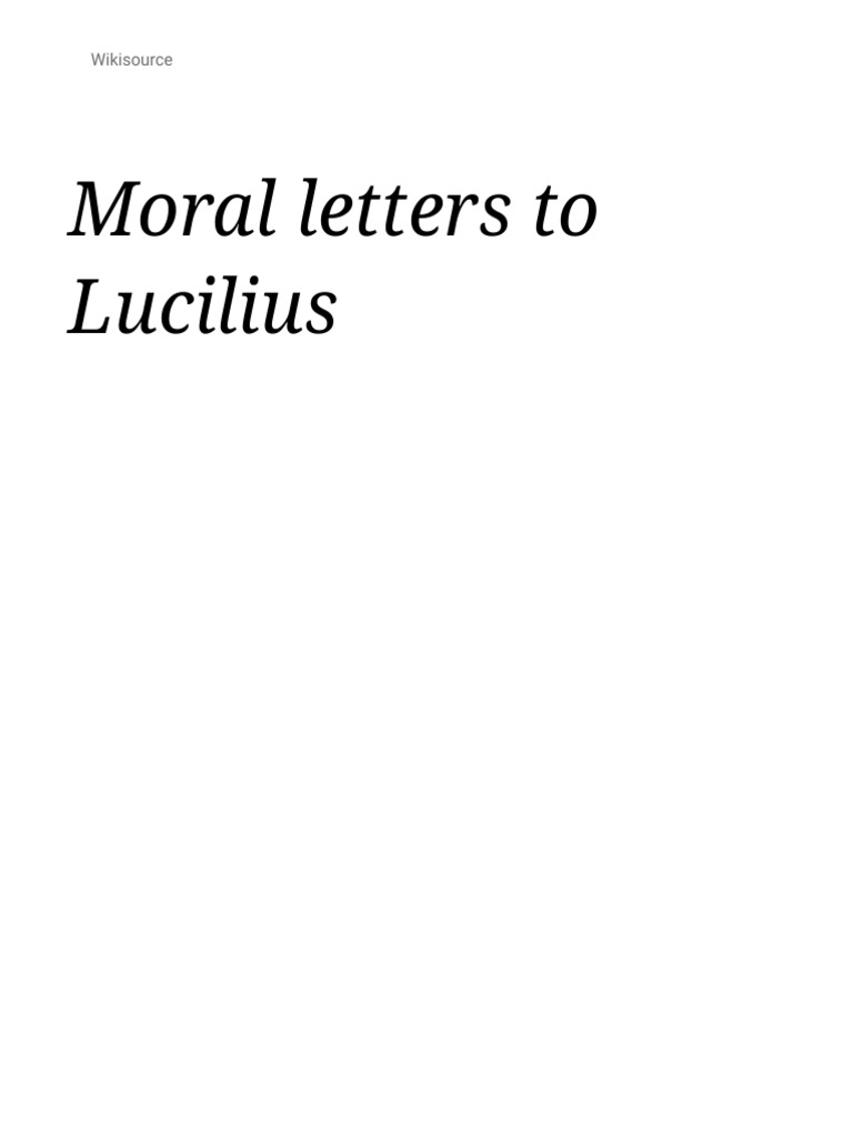 Moral Letters To Lucilius - Wikisource, The Free Online Library | PDF ...
