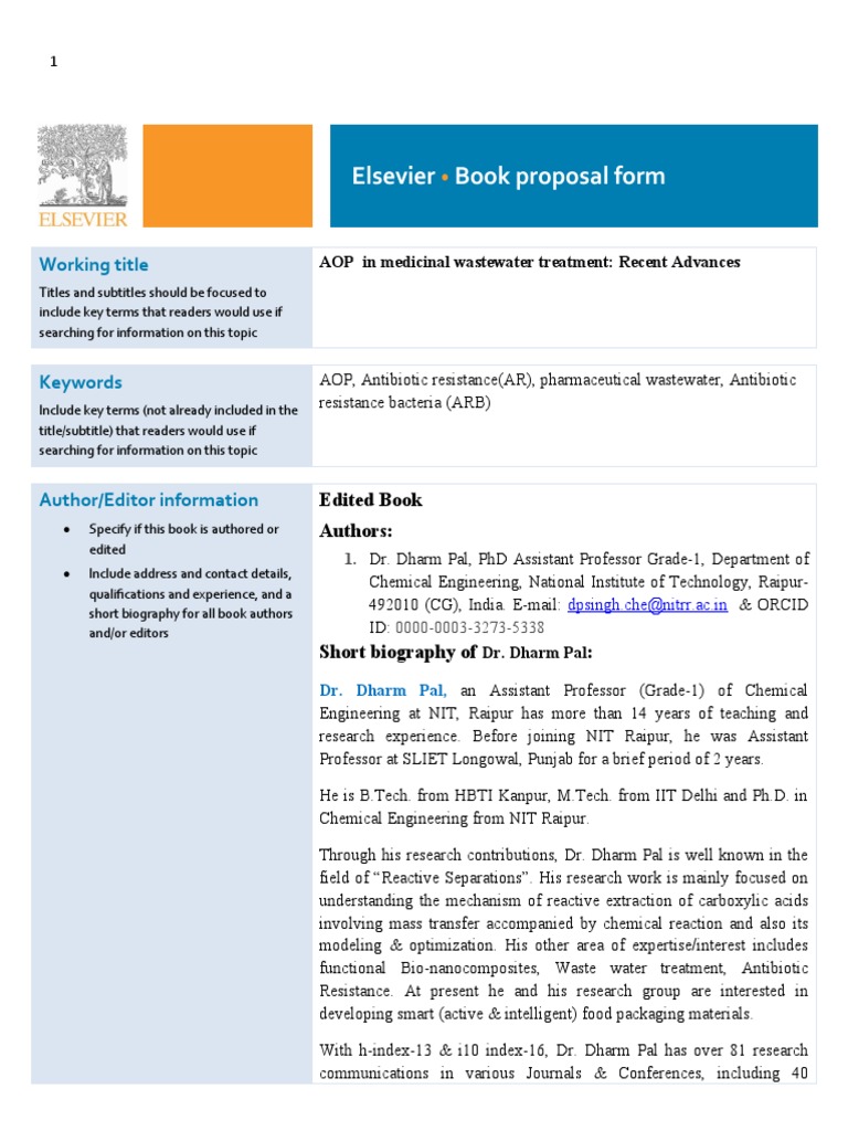 Elsevier Book Proposal Form: Working Title | PDF | Risk | Knowledge