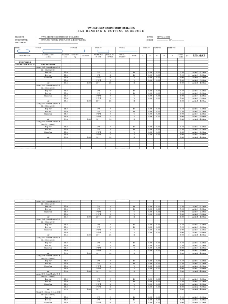 Two-Storey Dormitory Building Cutting List - Revised | PDF