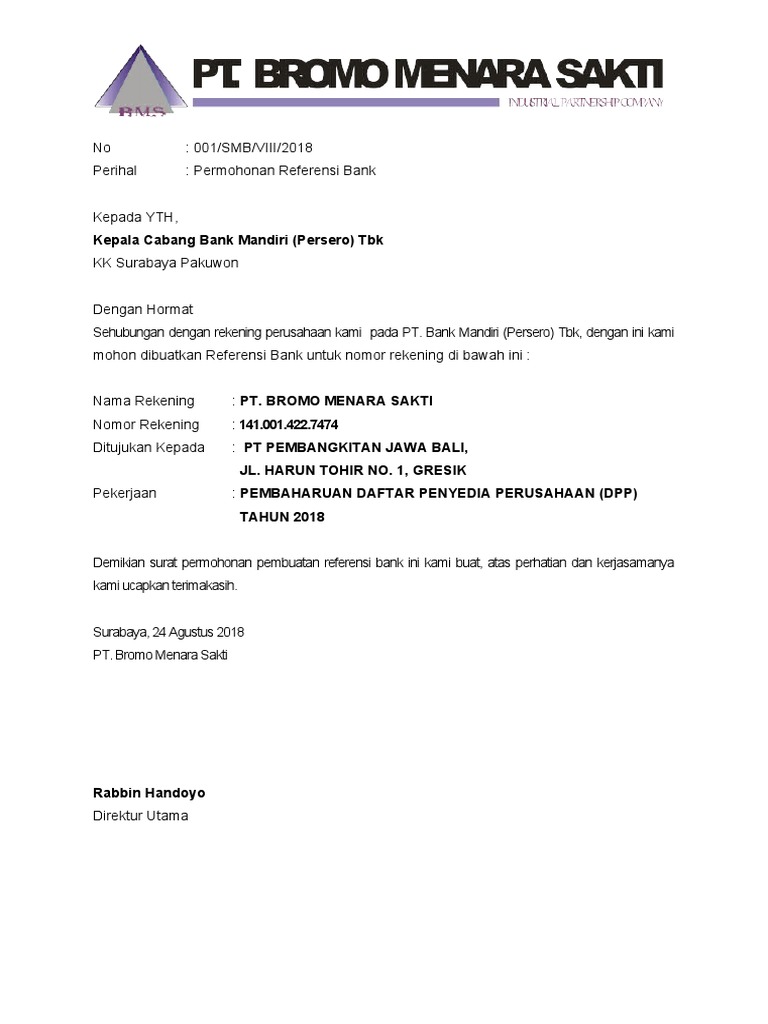 Surat Referensi Bank | PDF