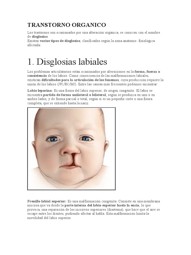 Disglosias Labiales: Transtorno Organico | PDF | Artes del Lenguaje y ...