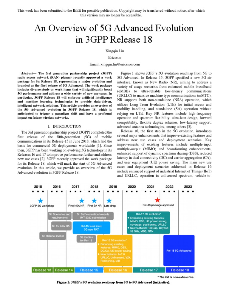 An Overview of 5G Advanced Evolution in 3GPP Release 18 | PDF | Duplex ...