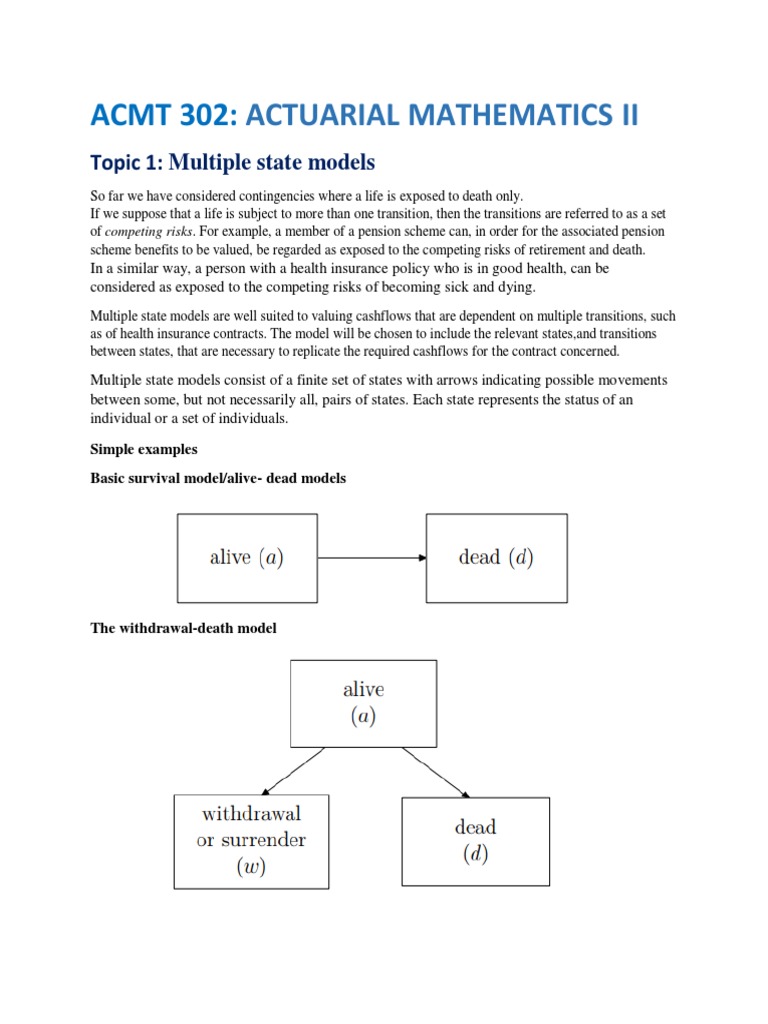 Multiple State Models in Actuarial Math | PDF | Insurance | Financial ...
