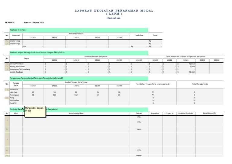 Form LKPM Draft | PDF