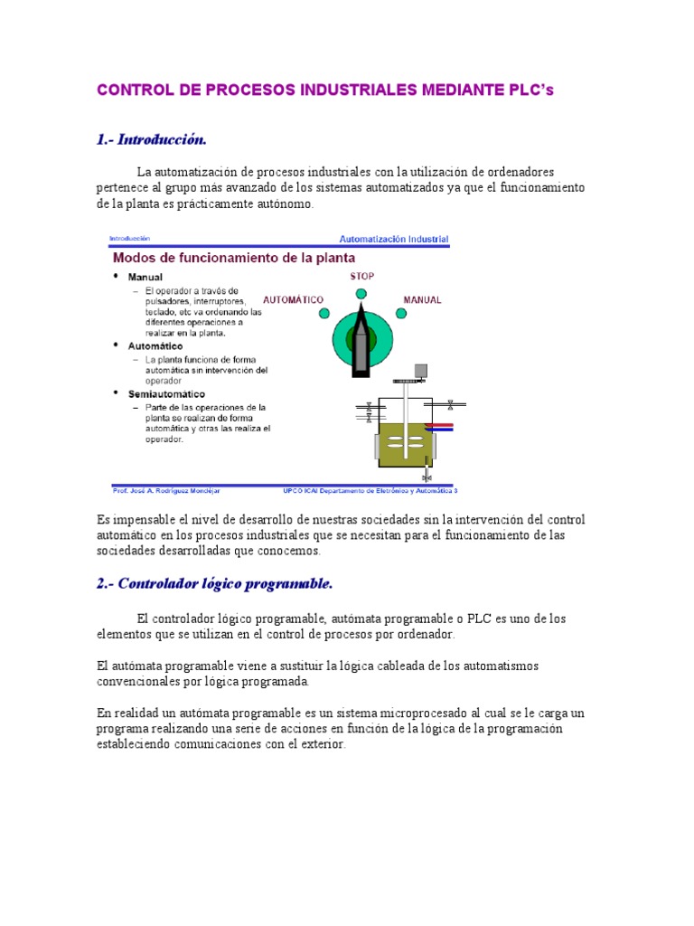 Control de Procesos Por Ordenador (Tema 68) | PDF | Controlador lógico ...