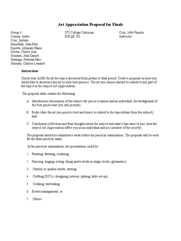 Art Proposal Guide for Students | PDF | Paintings | Jesus