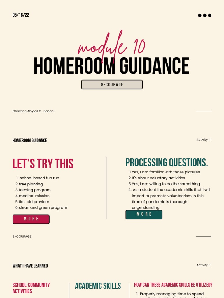 Homeroom Guidance - Module 10 | PDF | Learning | Health Sciences
