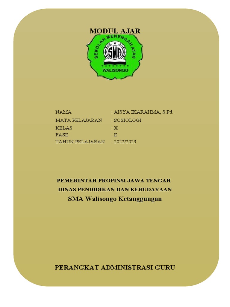 MODUL AJAR Sosiologi | PDF