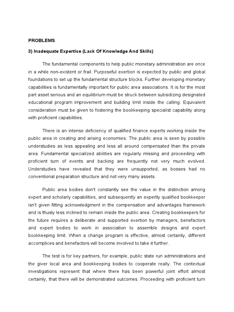 Problems 3) Inadequate Expertise (Lack of Knowledge and Skills) | PDF ...