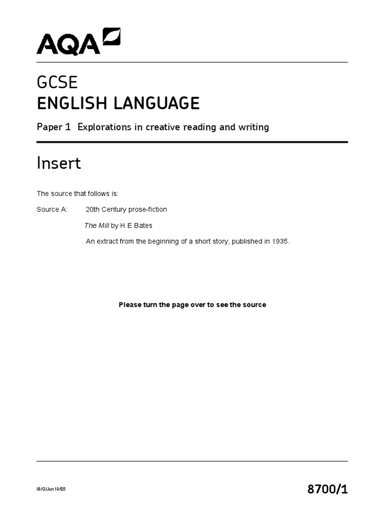 English Language: Paper 1 Explorations in Creative Reading and Writing ...