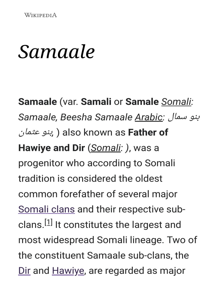 Samaale - Wikipedia | PDF | Arabs | Africa
