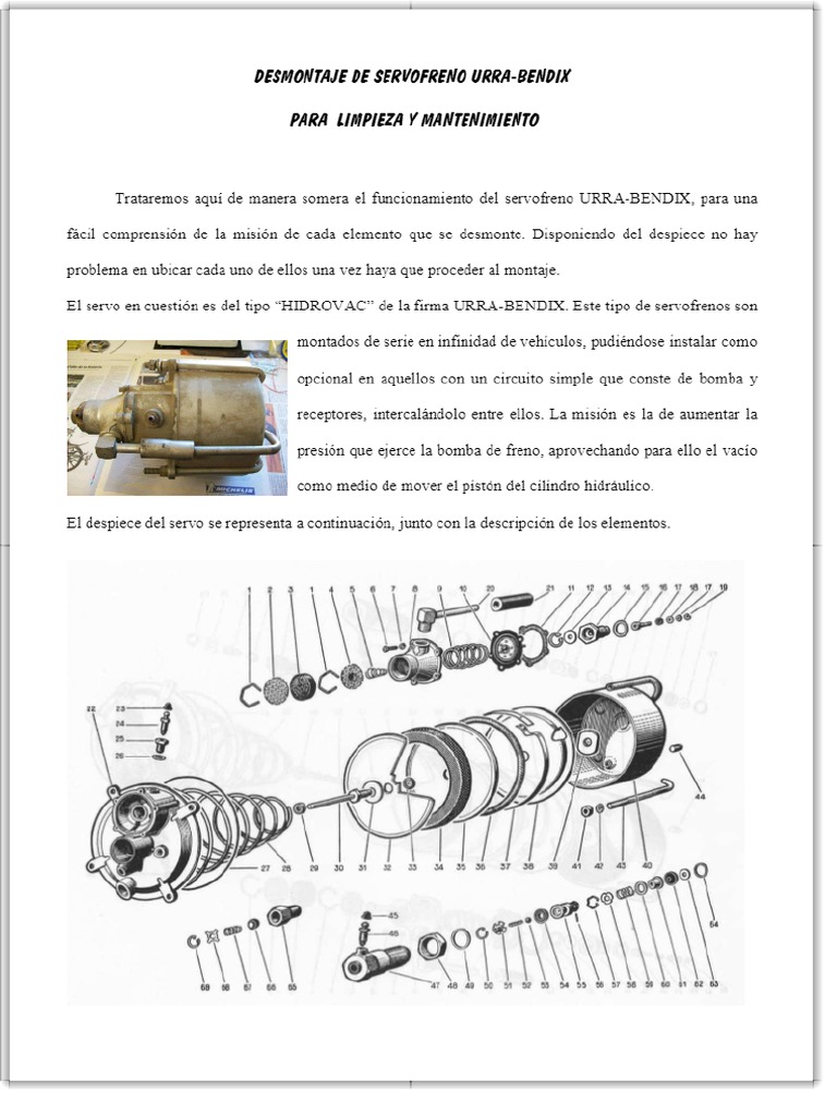 Desmontaje de Servofreno Urra-Bendix para Limpieza y Mantenimiento PDF | PDF