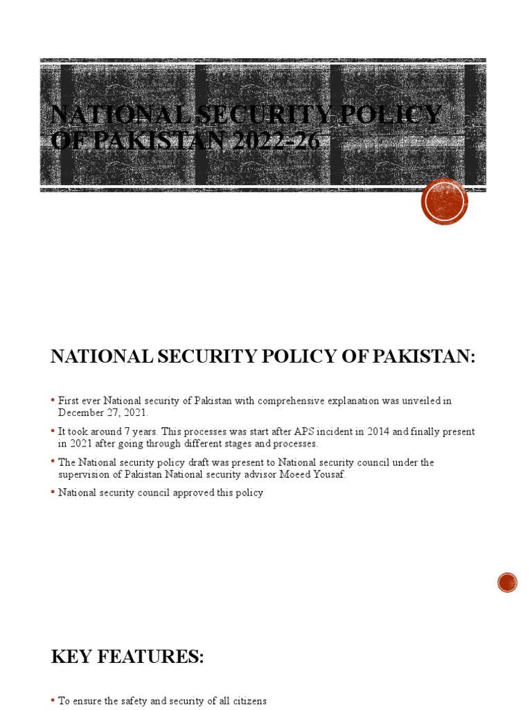 National Security Policy of Pakistan 2022-26 | PDF | National Security ...
