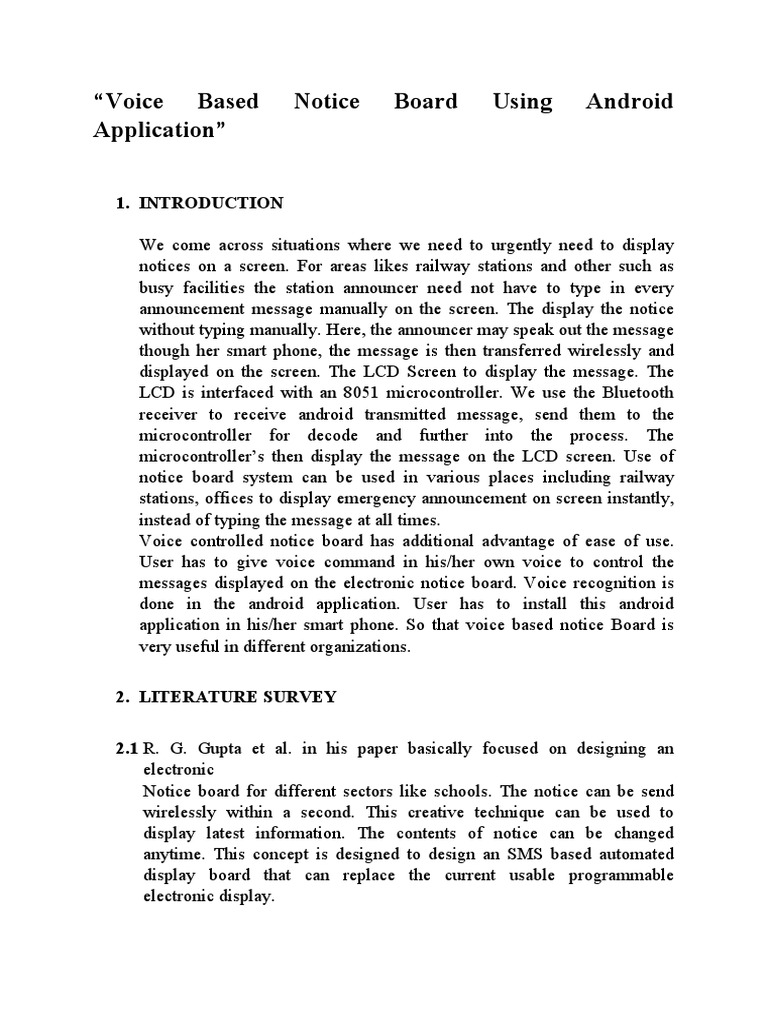 Voice Based Notice Board Using Android Application | PDF | Bluetooth ...