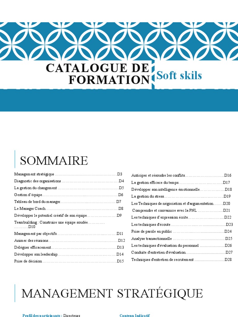 Catalogue de Formation Soft Skills | PDF | Sciences comportementales ...