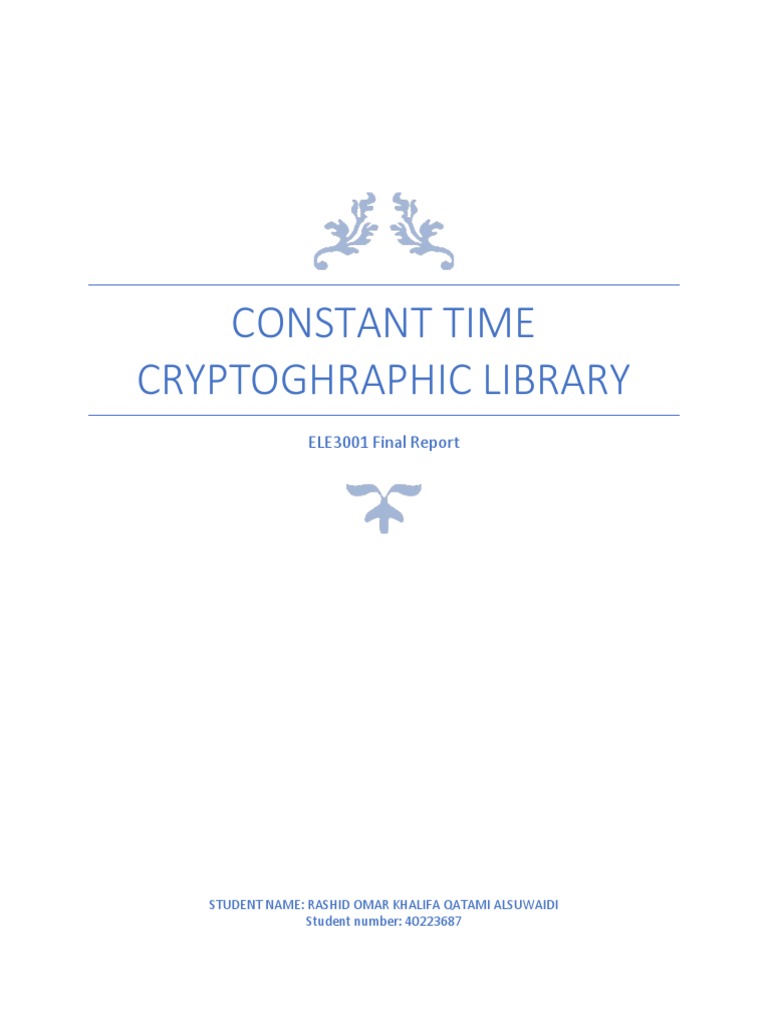 Constant Time Cryptoghraphic Library | PDF | Cryptography | Encryption