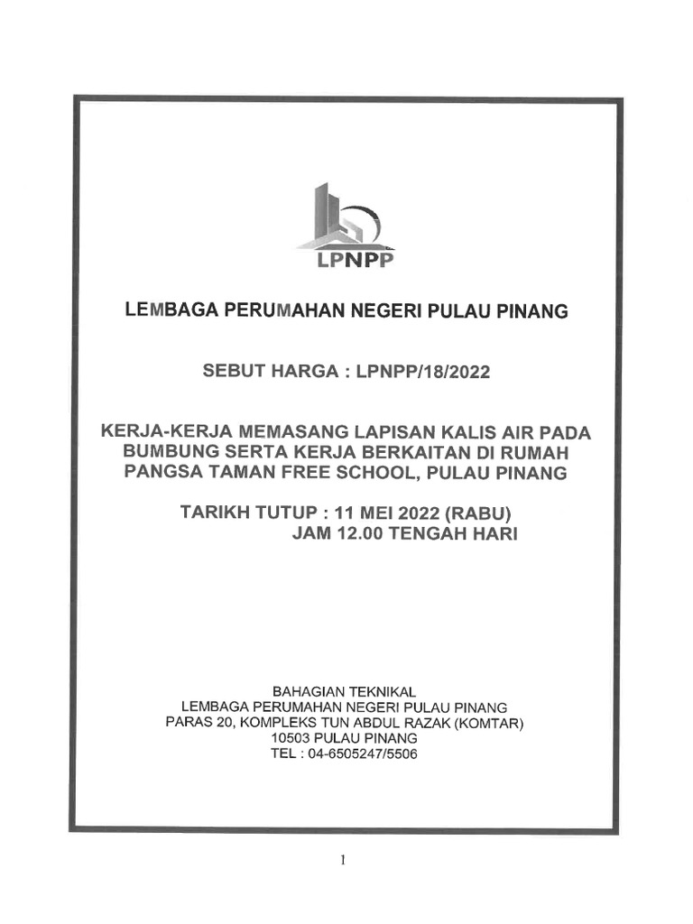 LPNPP - Dokumensh18 Waterproofing Taman Free School | PDF