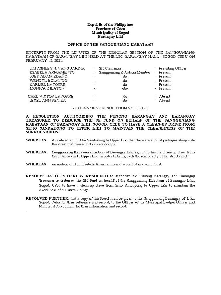 Resolution Clean-Up | PDF | Youth Organizations | Philippines
